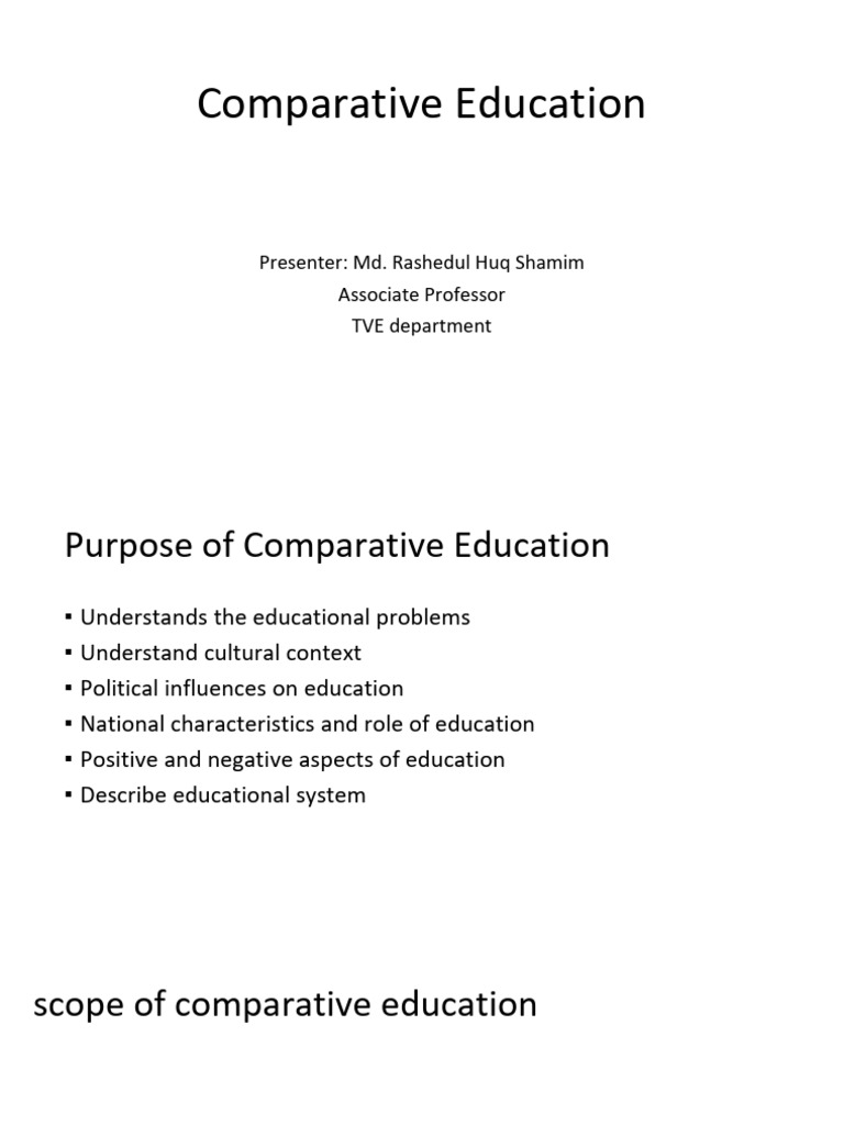 Lecture 2 Concept of Comparative Education (Cont..) | PDF | Learning ...