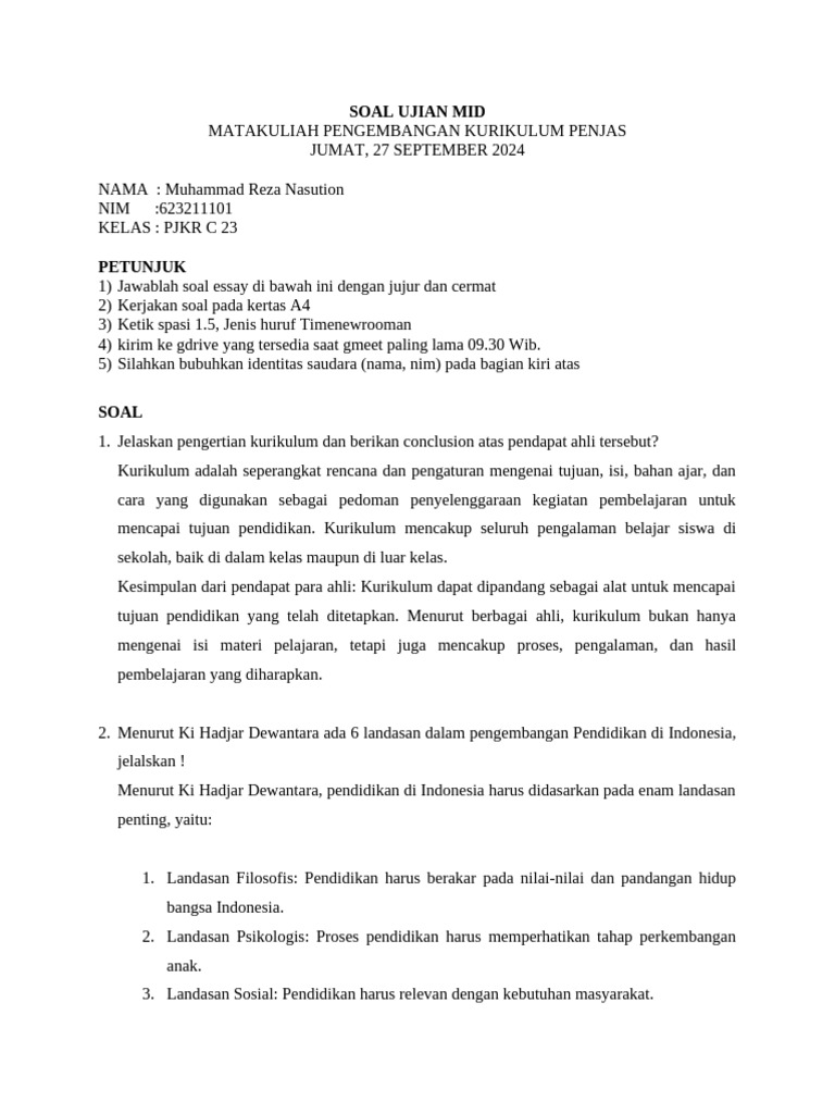 Muhammad Reza Nasution - 6232111001 | PDF | Sains & Matematika