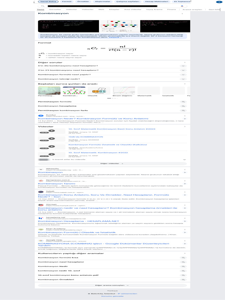 kombinasyon formülü - Google'da Ara | PDF