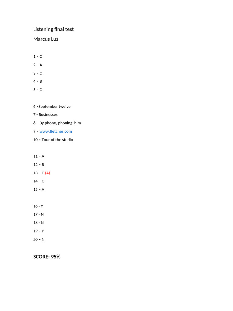 Listening Final Test | PDF