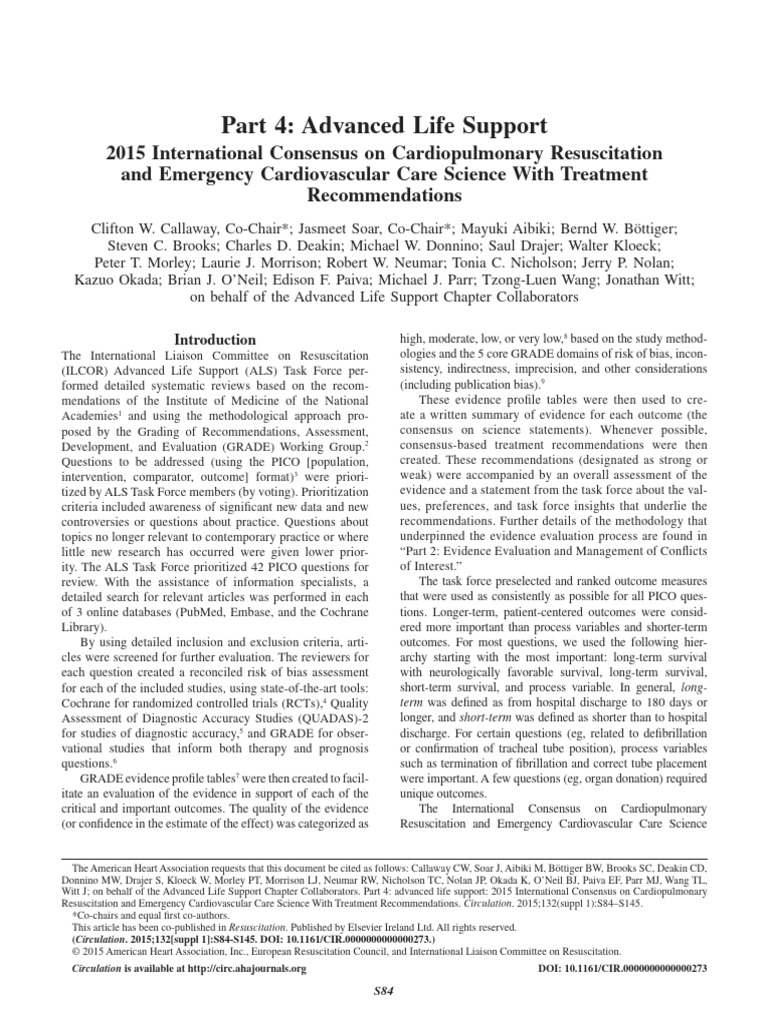 2015 International Consensus On Cardiopulmonary Resuscitation | PDF | Cardiopulmonary ...