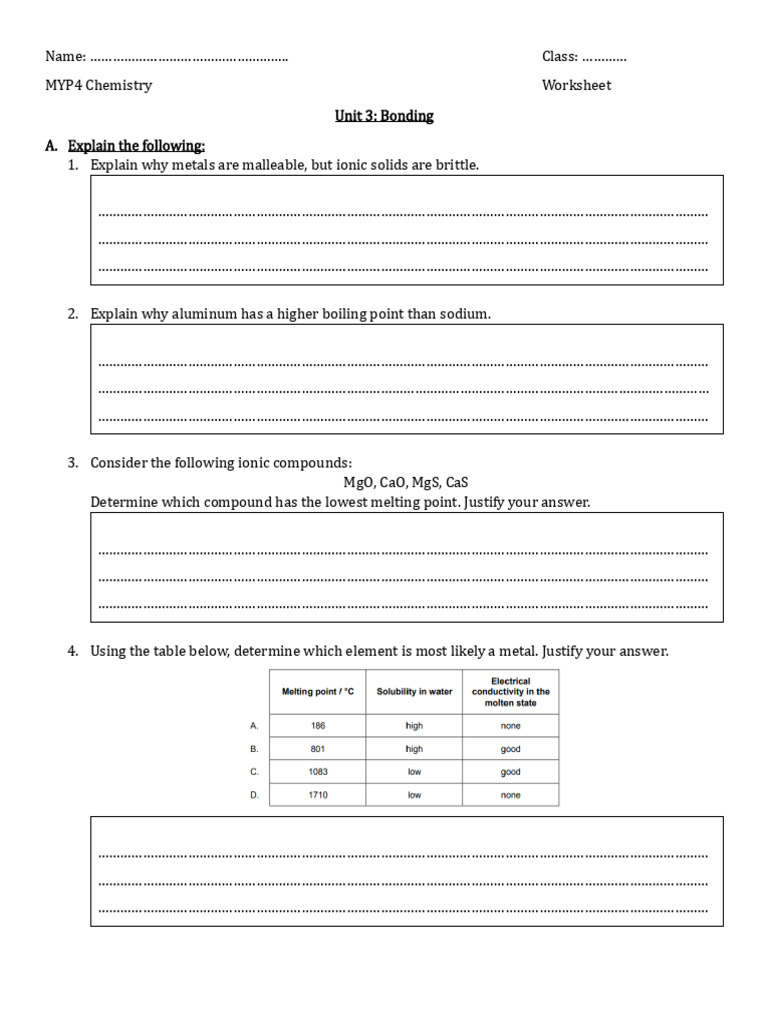 Bonding Practice Worksheet | PDF | Chemical Polarity | Ionic Bonding