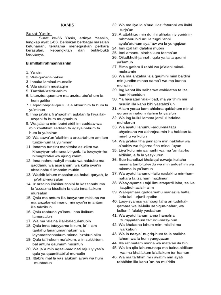 Surat Yasin (Kamis) | PDF