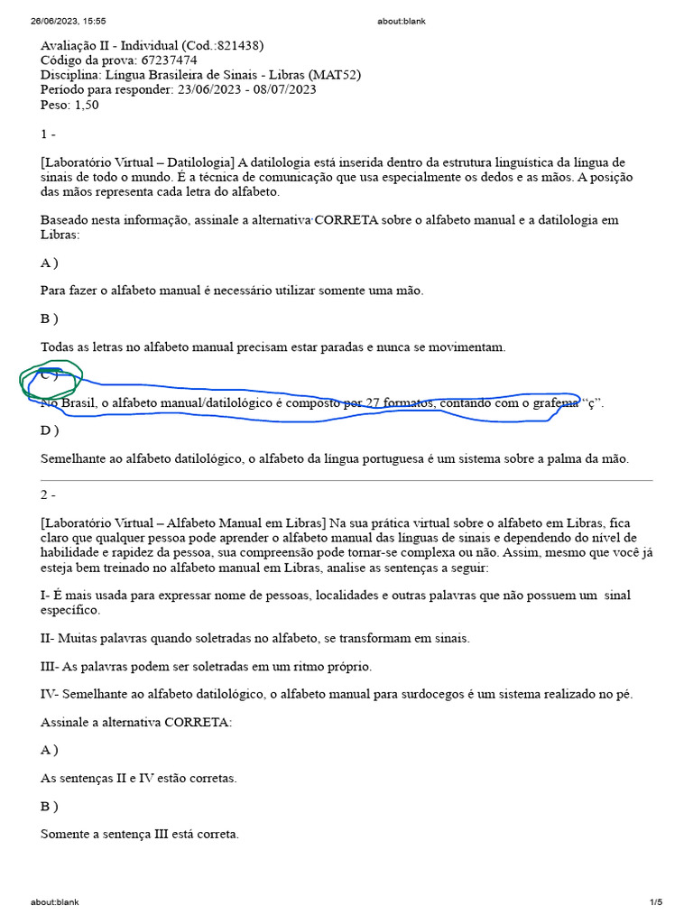 Prova LL Libras | PDF | Linguagem de sinais | Surdez