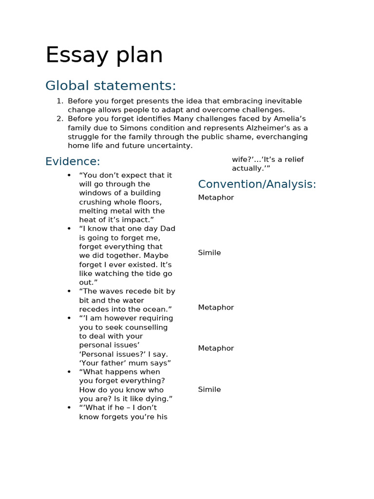 English Essay Plan | PDF