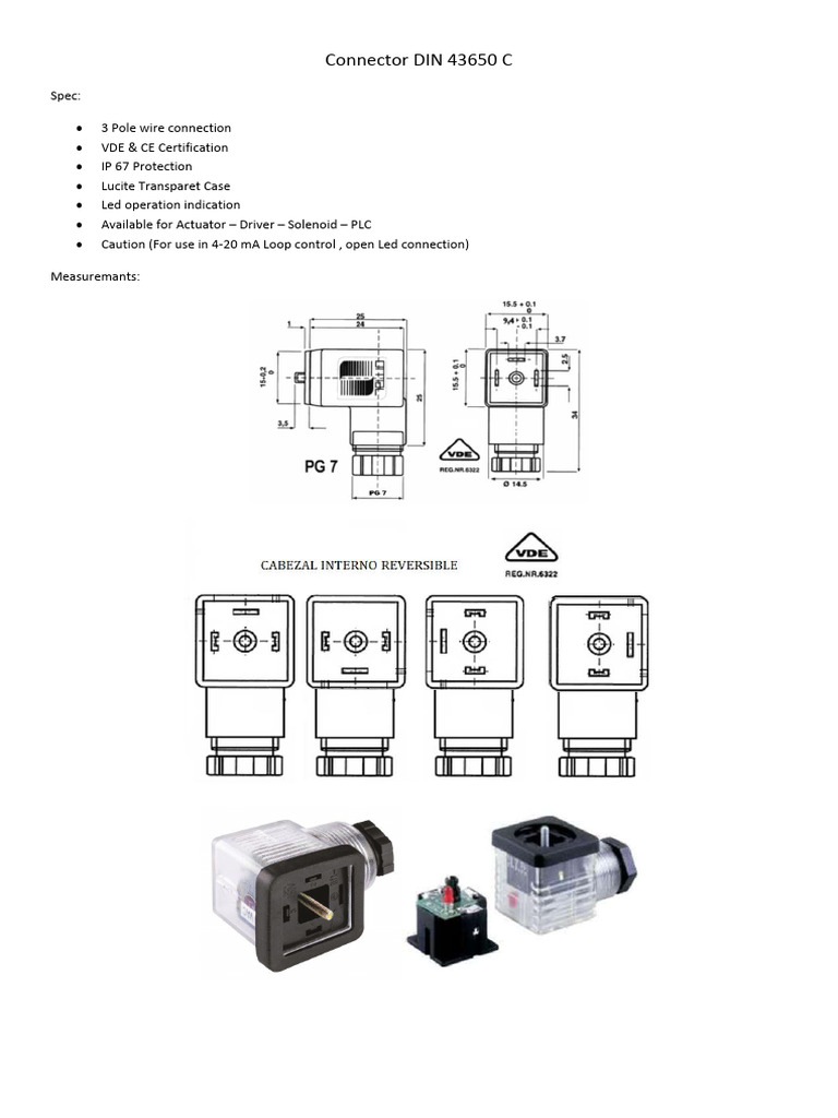 DIN 43650 C Connector Specifications | PDF