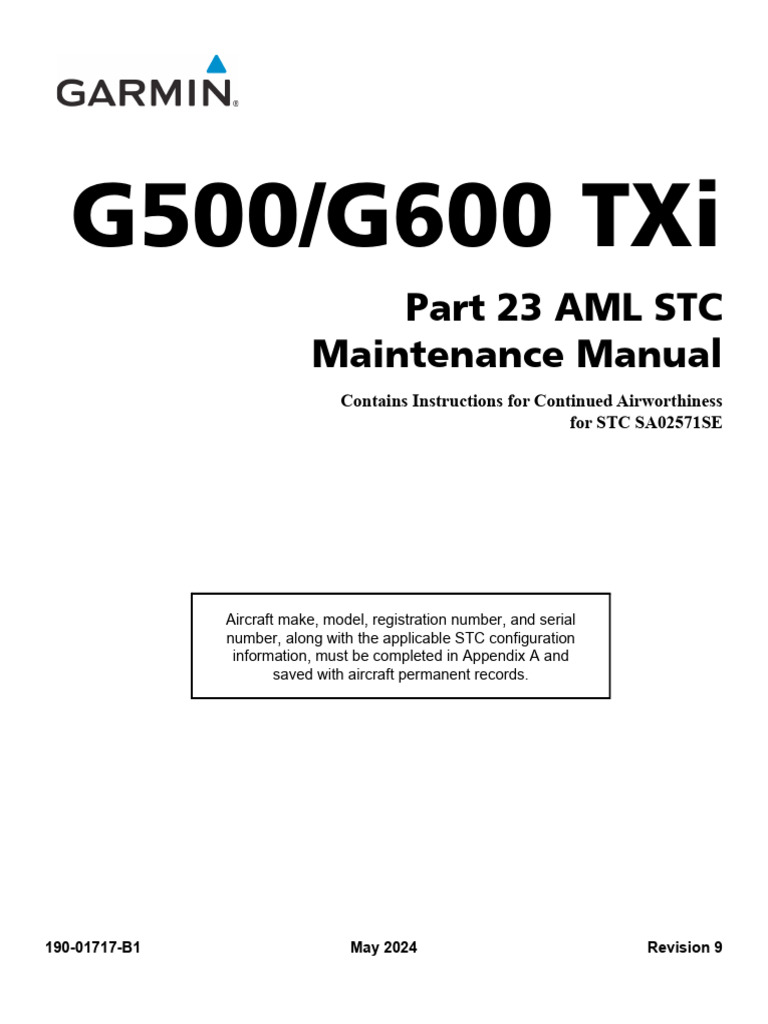 G500 G600 TXi Maintanance Manual 190-01717-b1 - 09 | PDF | License | Indemnity