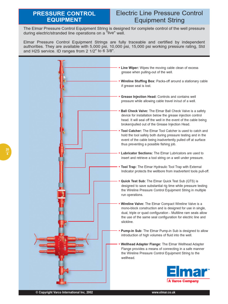 Electric Line Pressure Control Equipment String | PDF | Manufactured ...