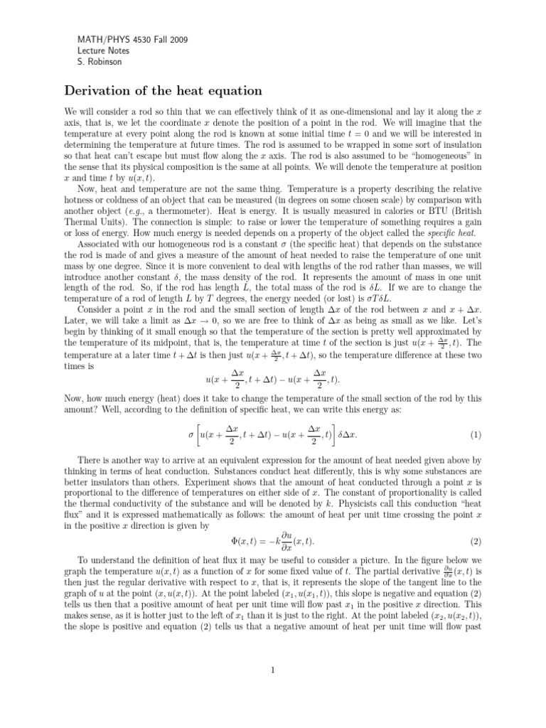 Heat Equation Derivation | PDF | Heat | Temperature