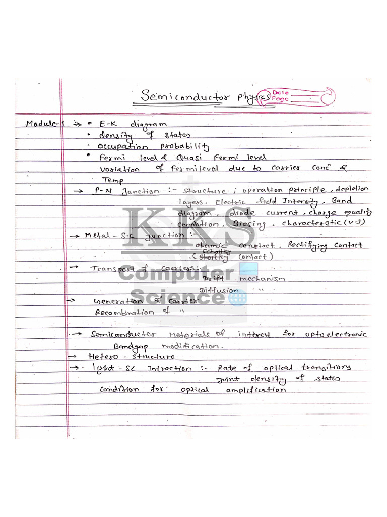 Semiconductor Physics CSE Notes | PDF