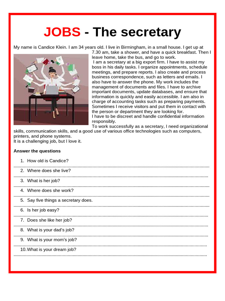 Easy Reading Jobs The Secretary - 150999 | PDF | Secretary | Computing