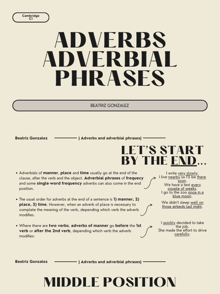 Adverbs and Adverbial Phrases | PDF | Adverb | Linguistic Typology