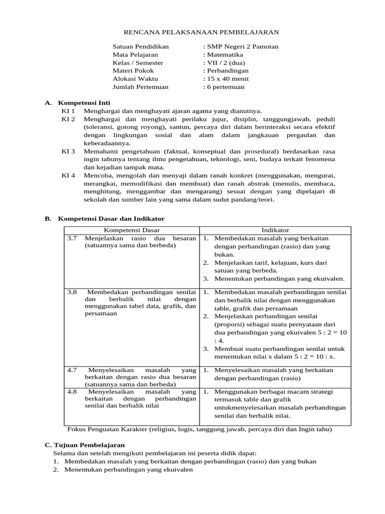 RPP1 Perbandingan | PDF | Karier & Perkembangan | Metode & Bahan Ajar