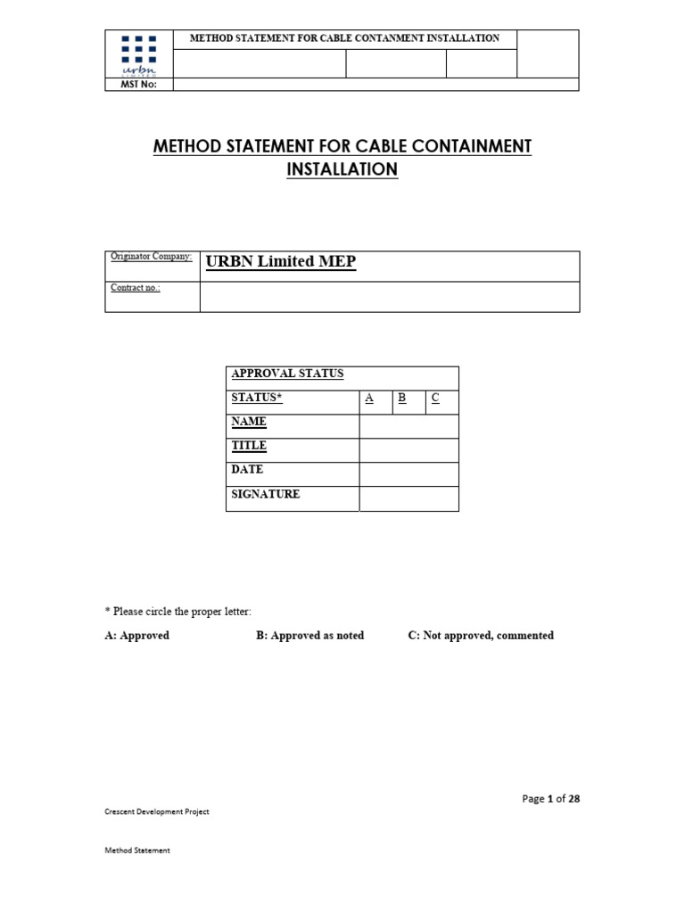 CDP-URBN-ELC-MST-GEN-0002-00 Method Statement of Cable Containment ...