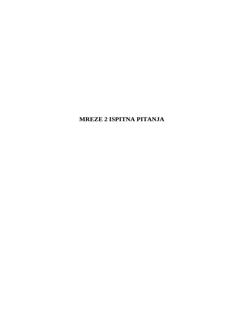 Mreze 2 - Ispitna Pitanja | PDF