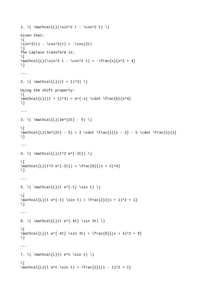 Laplace Transform Solutions Pdf Mathematical Analysis