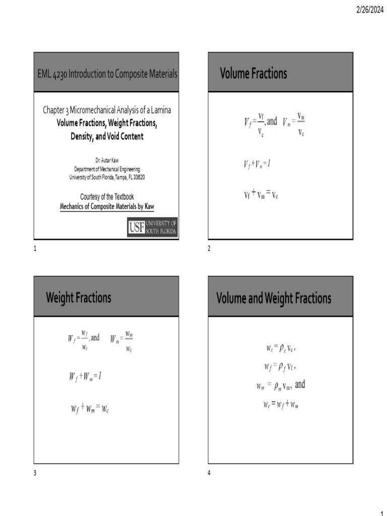 Chapter3 2 Volume Weight Fractions Density Void Fraction | PDF | Strength Of Materials | Young's ...