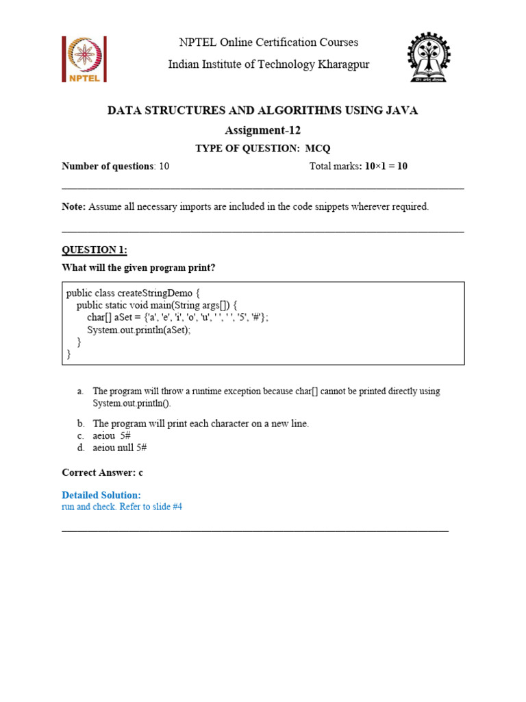 Week-12 Assignment_July_2024 | PDF | String (Computer Science) | C++