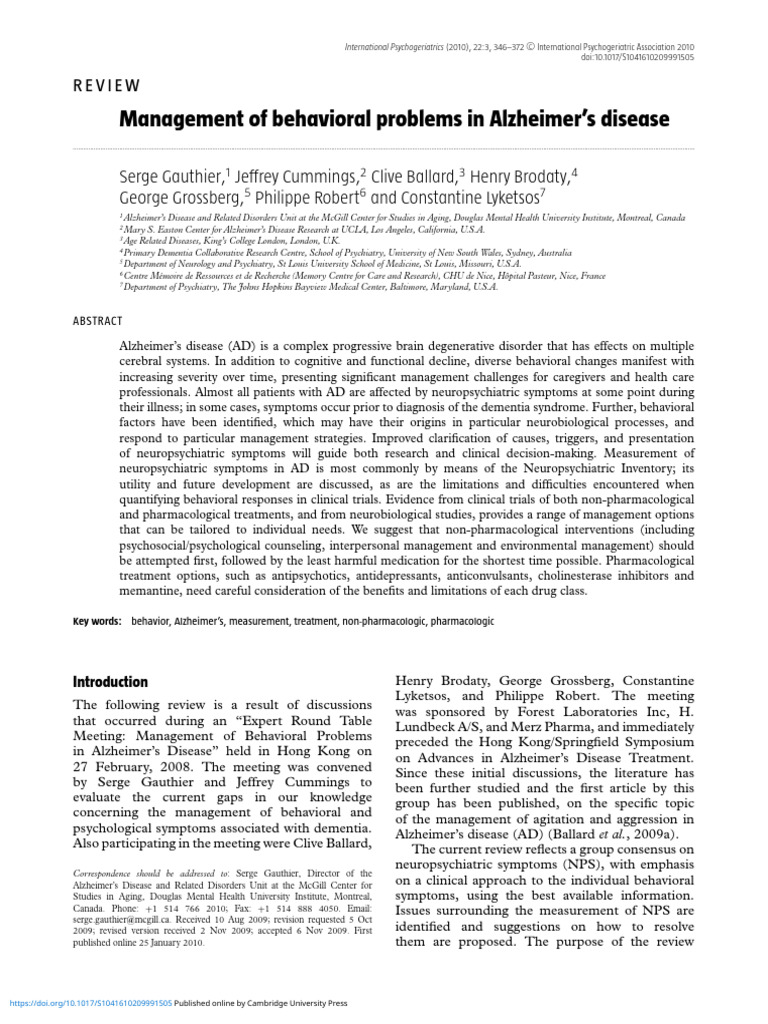 management-of-behavioral-problems-in-alzheimers-disease | PDF ...