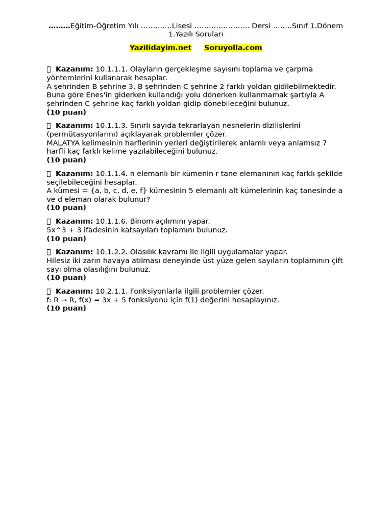 10 Mat 2 | PDF
