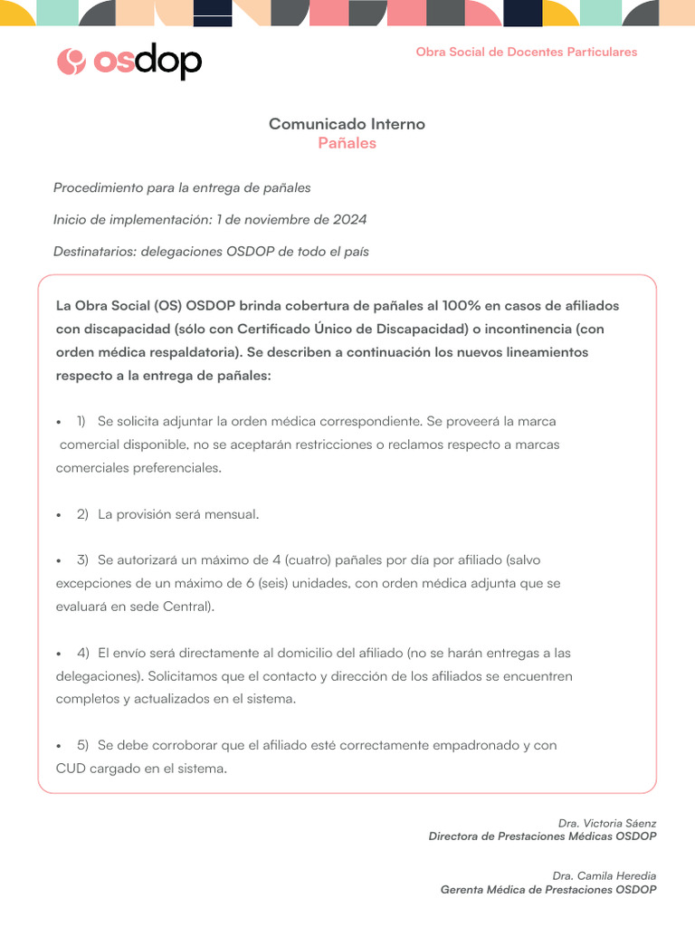 Comunicado Interno GP - Pañales - OCT2024 | PDF | Ciencia y matemática
