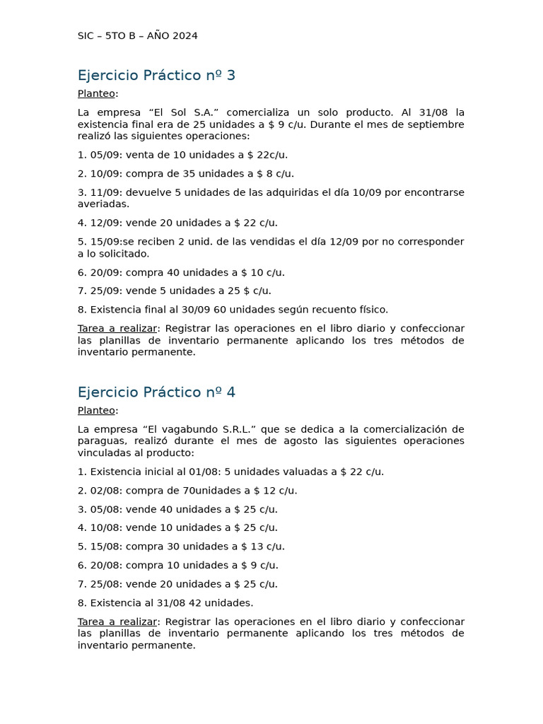 Bienes de Cambio - Casos Practicos | PDF | Derecho | Hogar, jardinería y bricolaje
