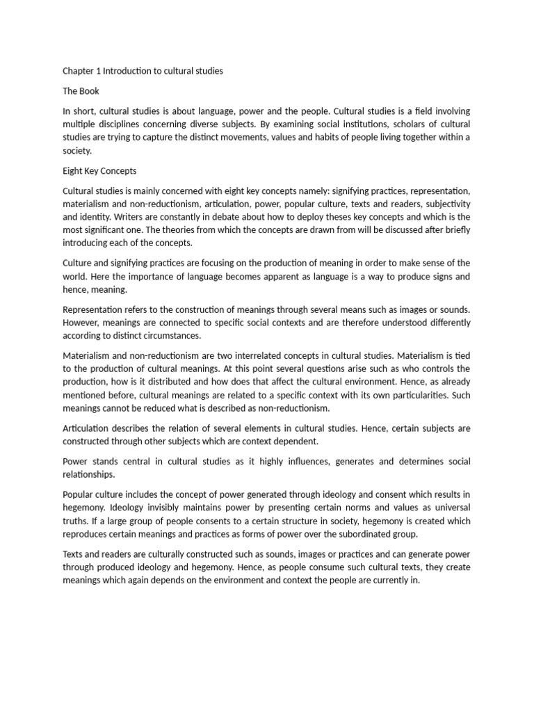 Chapter 1 Introduction to cultural studies | PDF | Deconstruction ...