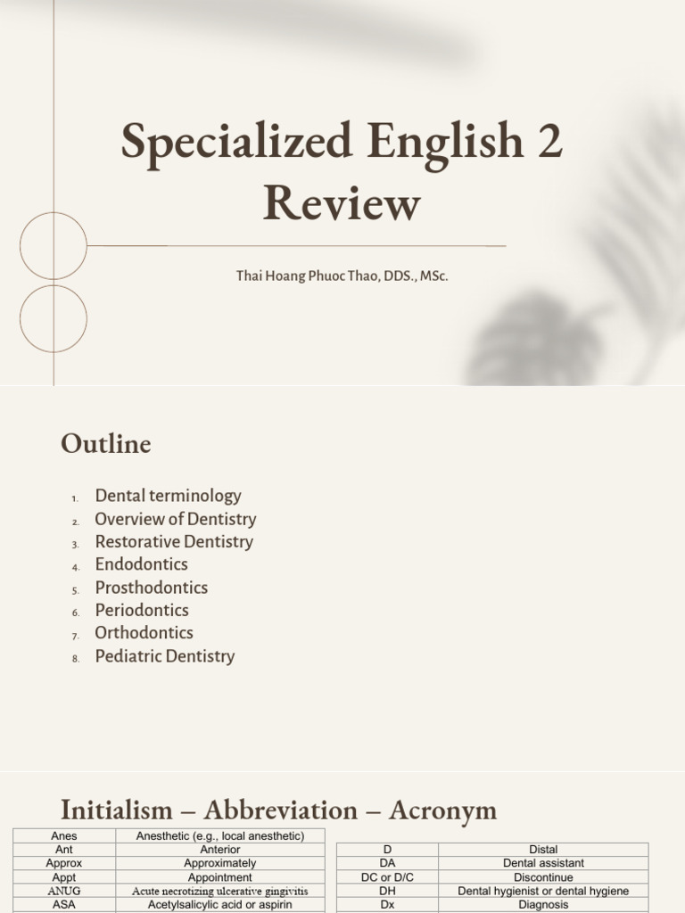 Specialized-English-2-review | PDF | Periodontology | Dentures