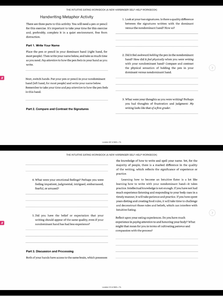 Intuitive Eating Homework 1 | PDF