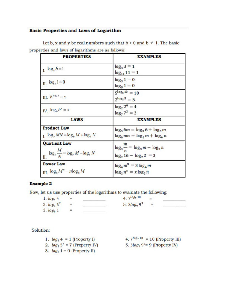 Solving Logarithmic Eq. and Ineq. | PDF