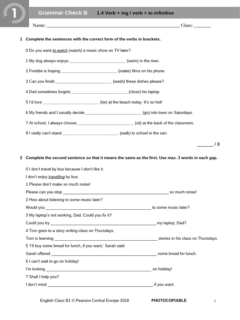 ECB1 - Tests - Grammar Check 1.4B | PDF | Languages | Foreign Language ...