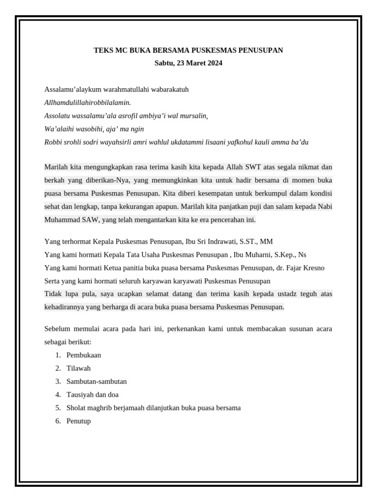 Teks MC Bukber | PDF | Agama & Spiritualitas