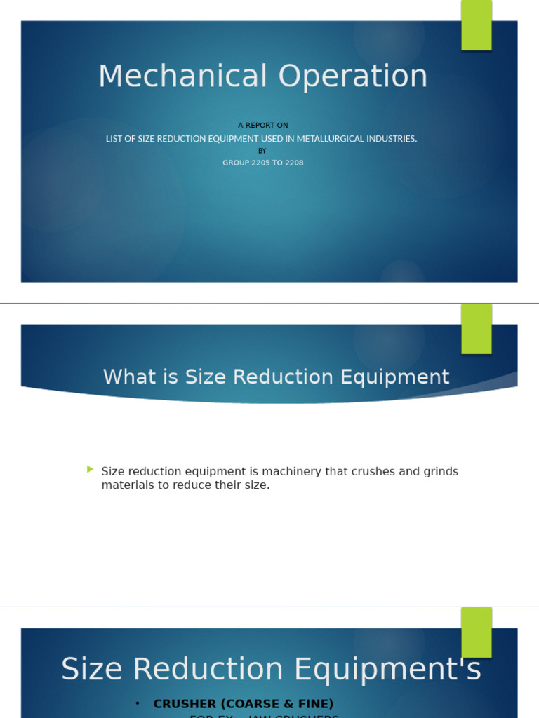 Mechanical Operation | PDF | Mill (Grinding) | Equipment