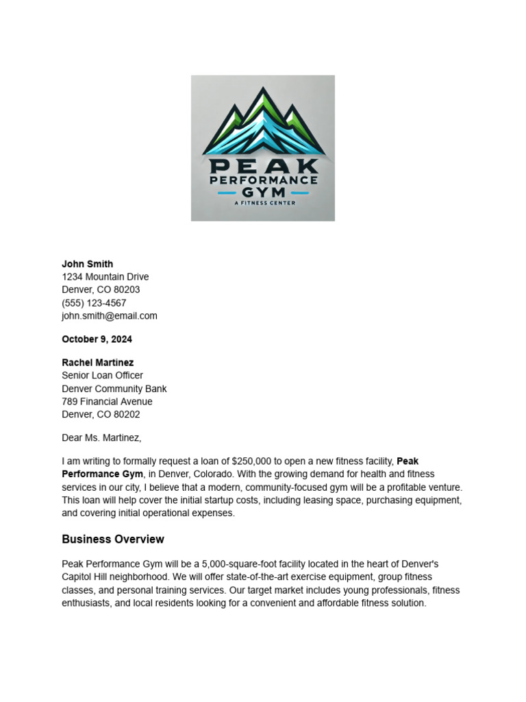 Peak Performance Gym | PDF | Loans | Interest