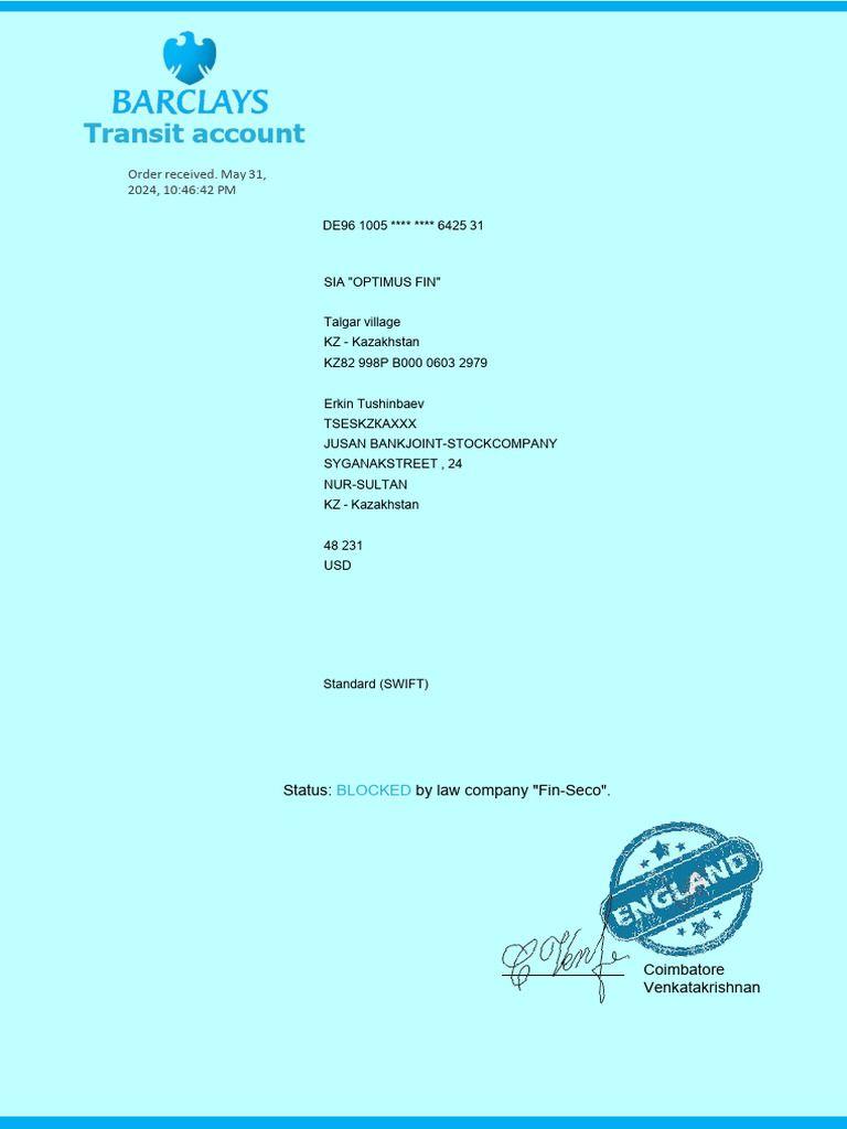 Barclays Money Transfer | PDF