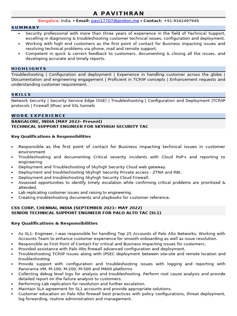 Pavi Resume | PDF | Proxy Server | Firewall (Computing)