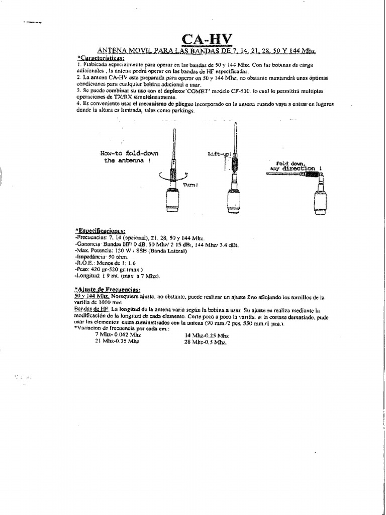CA-HV Antenna Mobile User ES | PDF