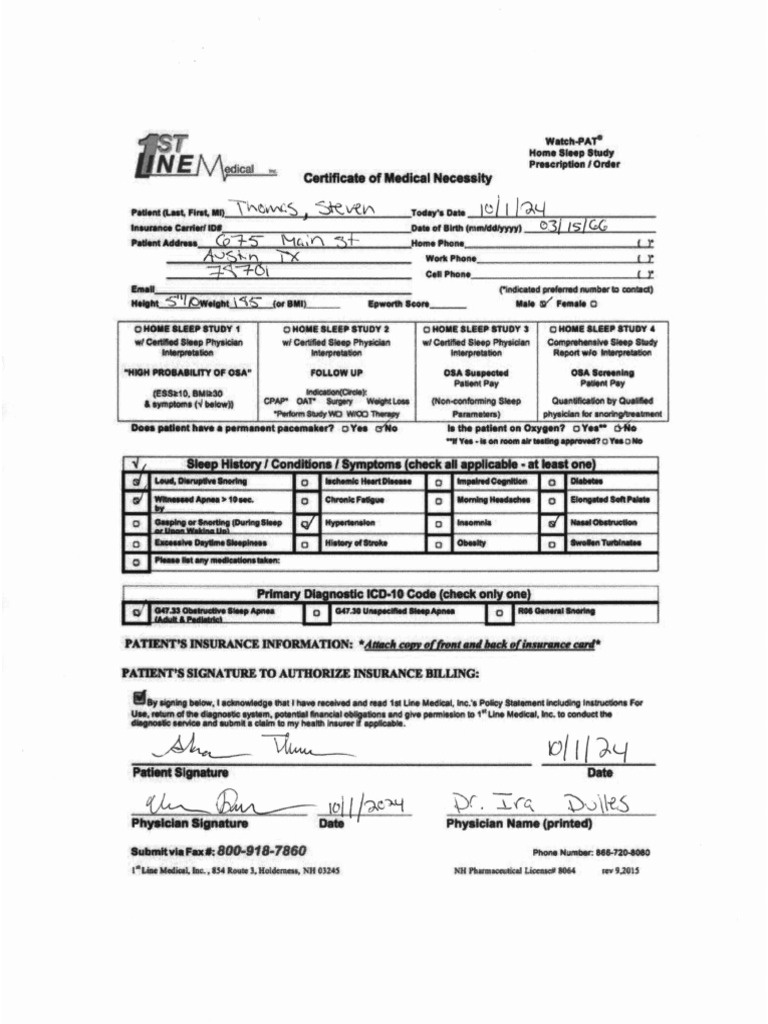 Sample CPAP Prescription | PDF