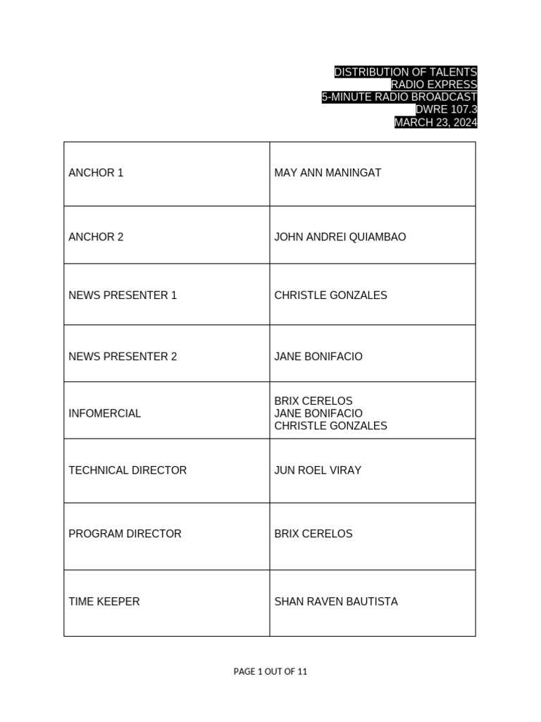 RB Script Template 6 | PDF | Mass Media | Television
