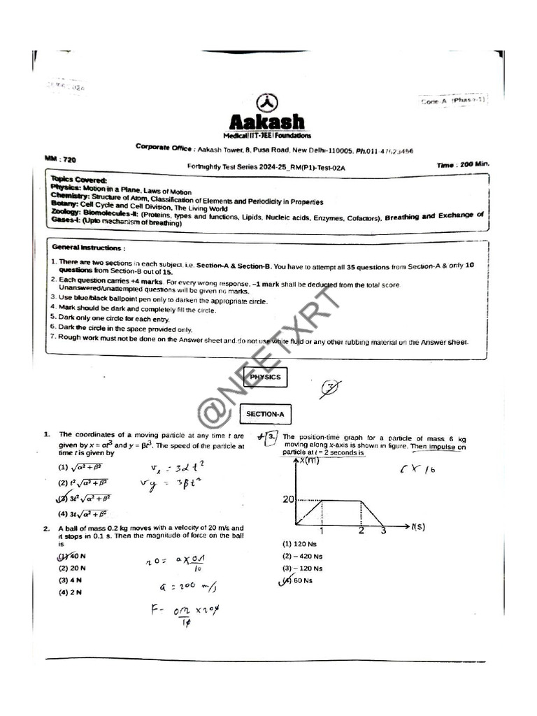 FT 02 PHASE 01 RM QUESTION PAPER BY NEETXRT_watermark | PDF