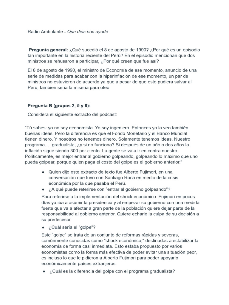 Radio Ambulante - Que dios nos ayude | PDF | Perú | Economias