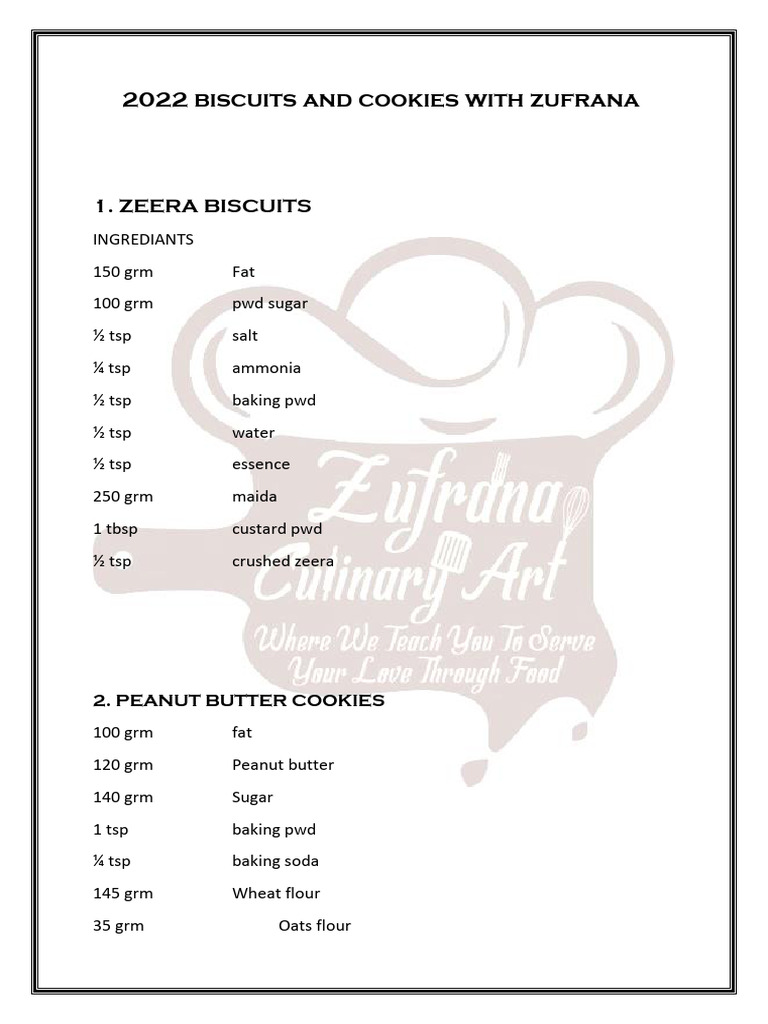 Cookies 2022 With Zufrana | PDF | Biscuit | Oatmeal