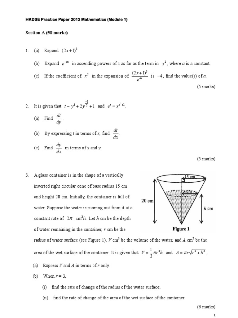 HKDSE 2012 Math Module 1 Paper | PDF | Normal Distribution | Mean
