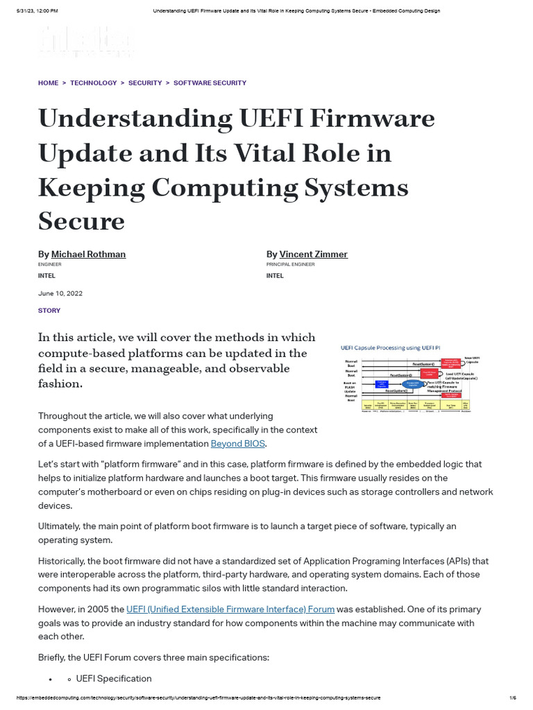 Understanding UEFI Firmware Update and Its Vital Role in Keeping Computing Systems Secure | PDF ...