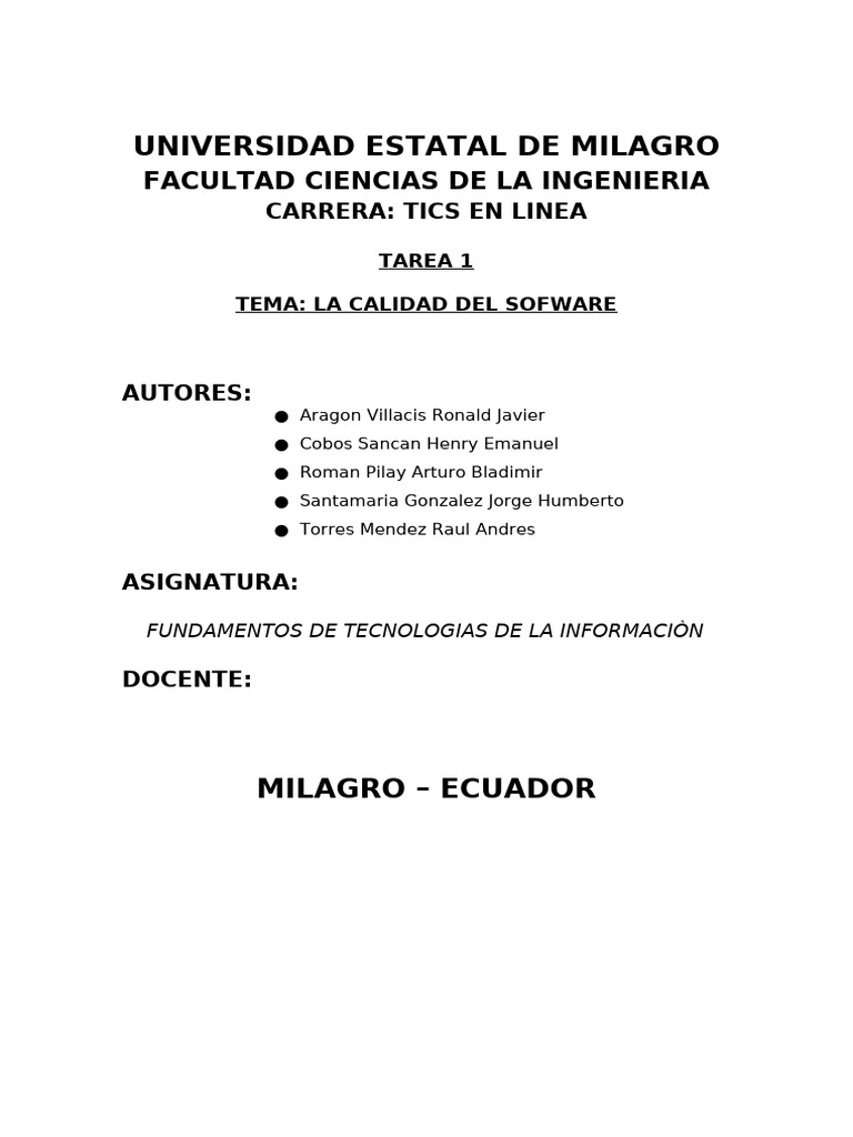 Tarea1 2022 Grupo 21 La Calidad Del Software | PDF