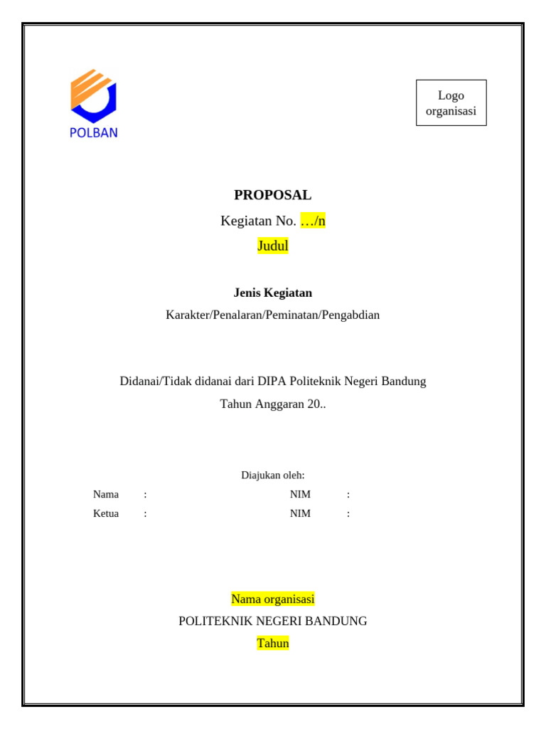 Format Proposal Ormawa (HMJ) | PDF | Karier & Perkembangan