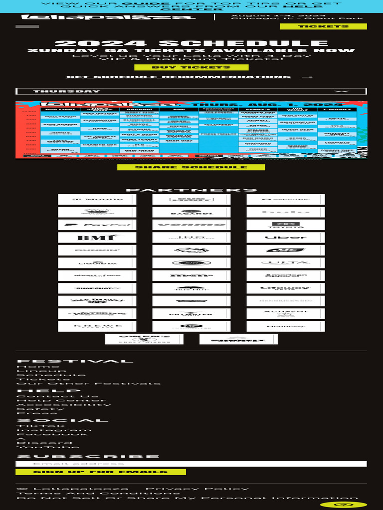 Lollapalooza 2024 Schedule Overview | PDF