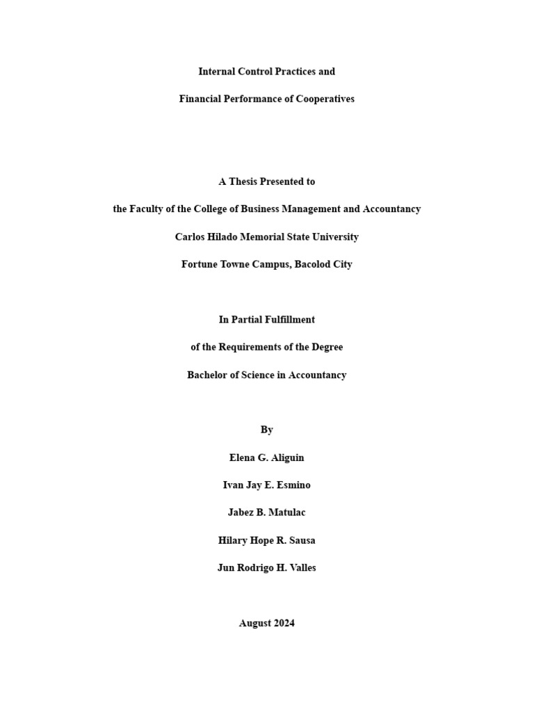 Internal Control Practices and Financial Performance of Cooperatives | PDF | Internal Control | Risk