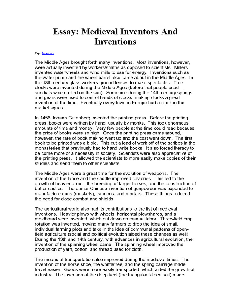 Medieval Inventions ENG | PDF | Printing Press | Books
