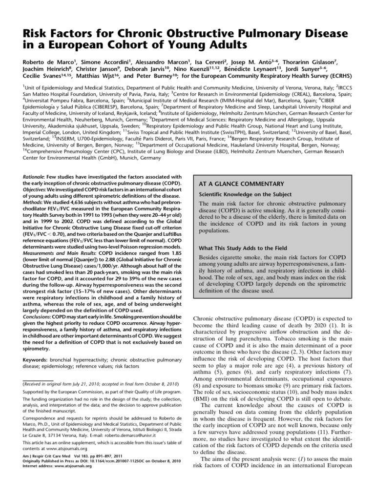 De Marco Et Al 2012 Risk Factors For Chronic Obstructive Pulmonary ...